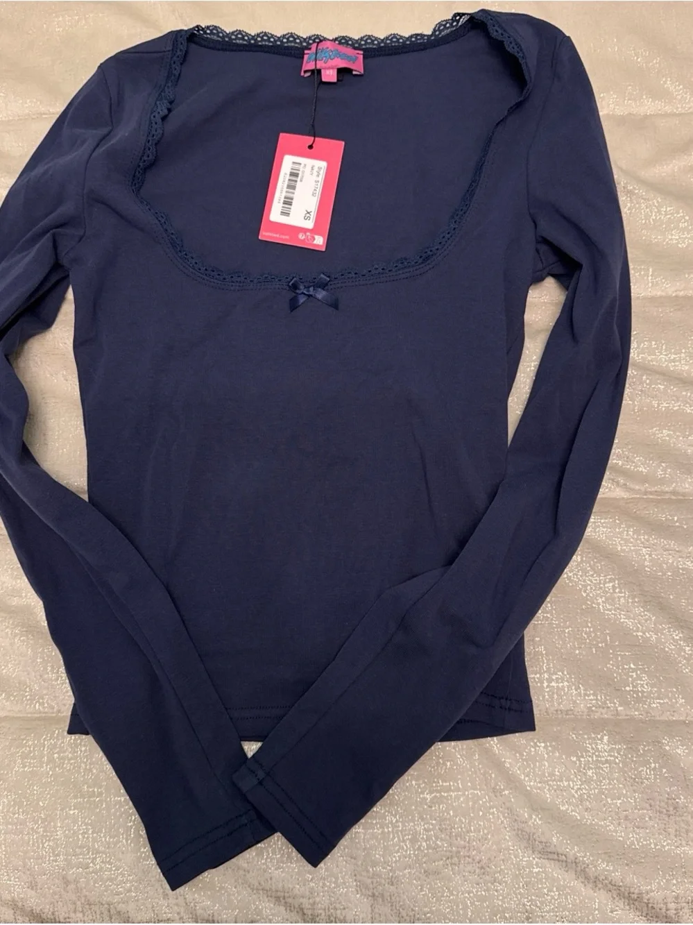 Edikted | Tops | Edikted Navy Lacetrim Long Sleeve Scoop Top | Poshmark